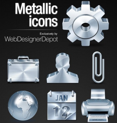 Trident Design – Metallic icon set