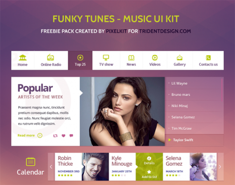 Trident Design – Exclusive Freebie: Funky Tunes UI Kit